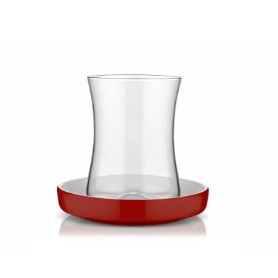 Red Turkish Tea Cup Set, 6 pieces